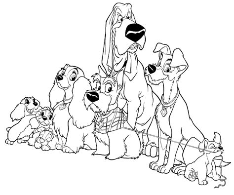 Desenho De Personagens Do Filme A Dama E O Vagabundo Para Colorir