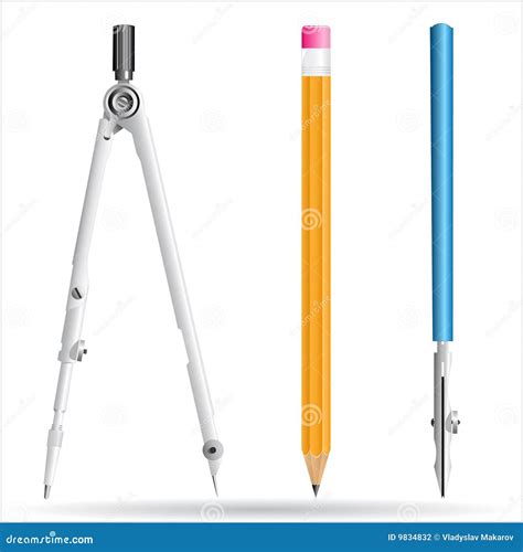Compasses Pencil And Drawing Pen Stock Vector Illustration Of Pencil