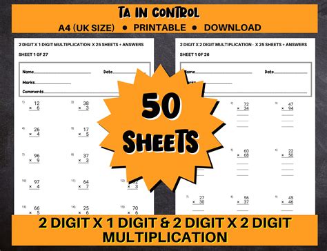 2x1 Digit And 2x2 Digit Multiplication Multiplication Worksheets
