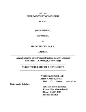 Fillable Online Courts Mo SC87023 Substitute Respondent S Brief