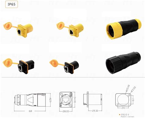 2sets Ethernet Rj45 Conector Impermeable Hembra Socket Panel Posterior Montaje Frontal Portador
