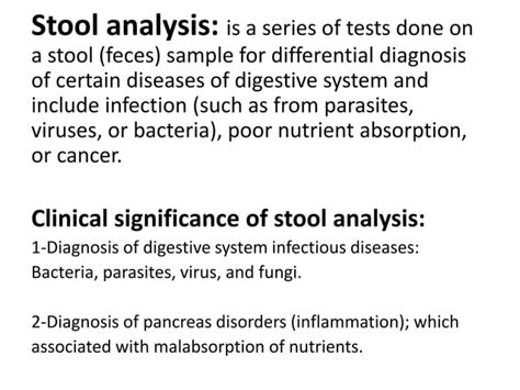 Stool Analysis Pptx Digestive Disorders Diseases And Conditions