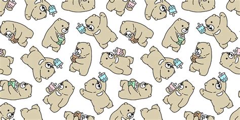 곰 원활한 패턴 북극곰 보바 밀크 티 벡터 버블 밀크 차 만화 스카프 고립 반복 벽지 타일 배경 섬유 낙서 그림 디자인 버블티에 대한 스톡 벡터 아트 및 기타 이미지