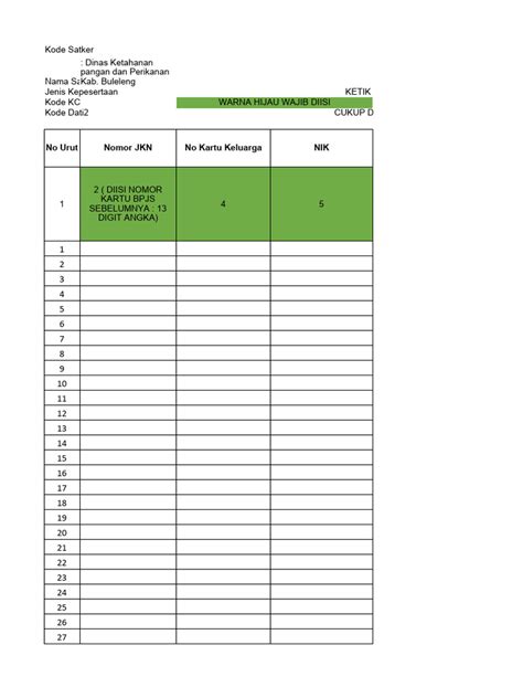 Form Excel Pengajuan Data Pekerja Kec Gerokgak Pdf