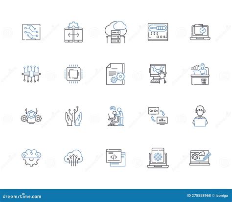 cloud computing line icons collection virtualization scalability