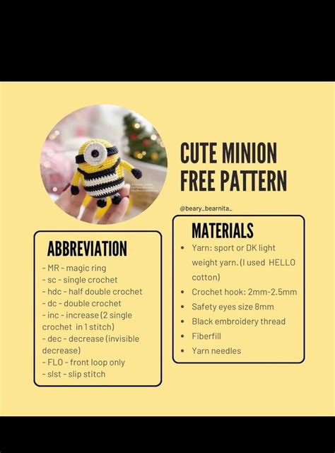 Cute Minion Free Pattern Cute Minion Free Pattern