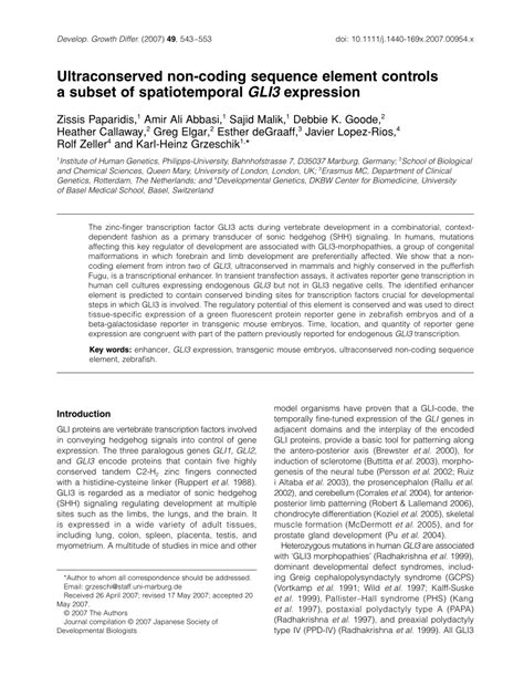 pdf ultraconserved non coding sequence element controls a subset of