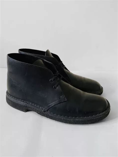 Clarks Originals Mens Ankle Boots Black Leather Chukka Desert Lace Up