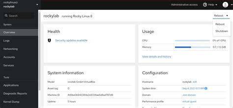 manage rocky linux 8 server using cockpit web console computingforgeeks