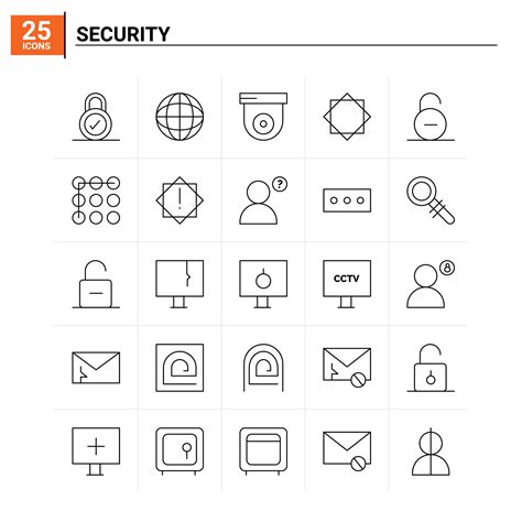 25 Security Icon Set Vector Background 18001603 Vector Art At Vecteezy