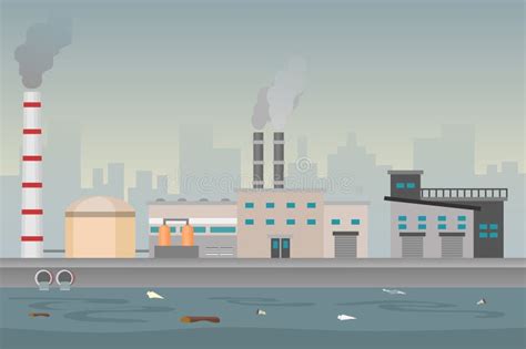 Air And Water Pollution By Industrial Production Factory Industry