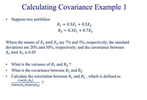 Covariance Formula Of Portfolio