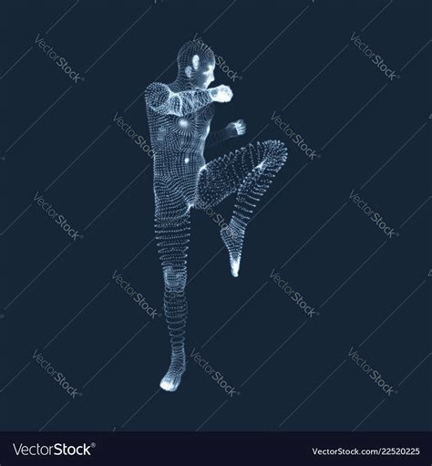 Kickbox Fighter Preparing To Execute A High Kick Vector Image