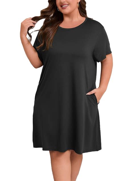 Feremo Plus Size Nightgowns For Women Short Sleeve Sleepshirt Knee