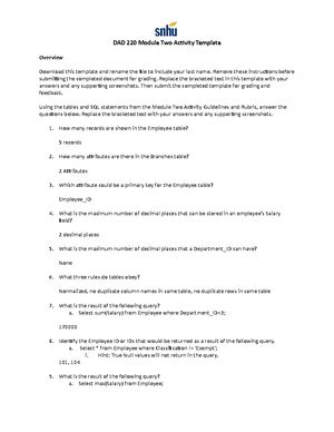 DAD 220 Module Five Major Activity Then Complete The Steps Below As