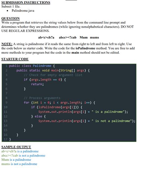 Solved Public Class Palindrome Public Static Void Chegg