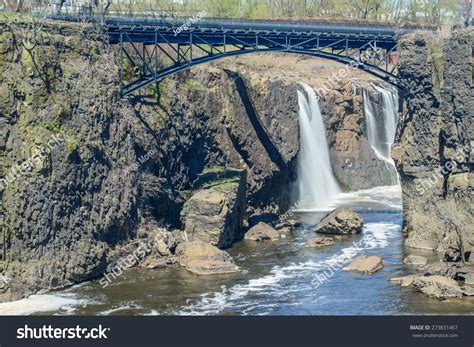 The Great Falls On The Passaic River In Paterson Nj With The Pedestrian