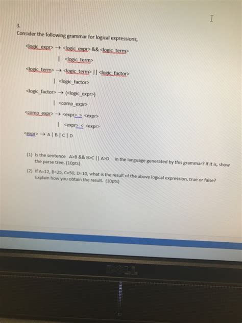Solved Consider The Following Grammar For Logical