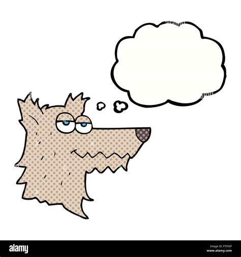 Freehand Drawn Thought Bubble Cartoon Wolf Head Stock Vector Image