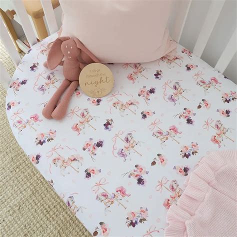 Snuggle Hunny Carousel Organic Fitted Cot Sheet Sweet Lullabies