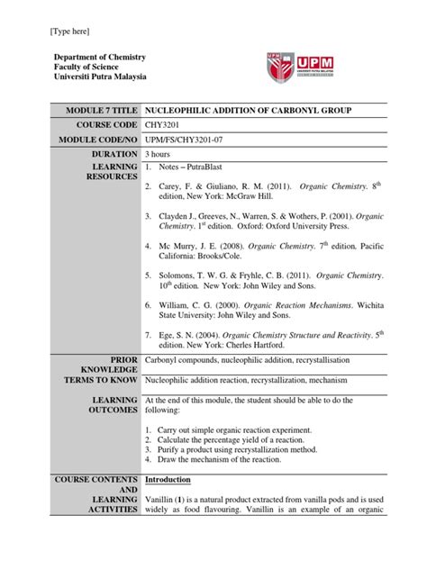Module 7 Nucleophilic Addition Of Carbonyls Pdf