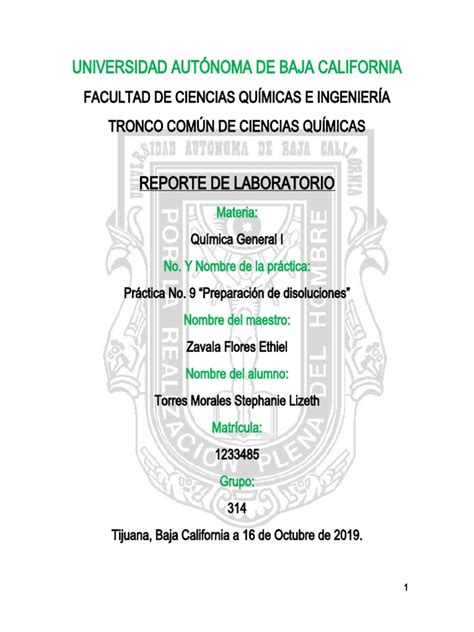 Práctica 9 Preparación De Disoluciones Pdf