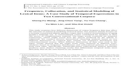 Pdf Frequency Collocation And Statistical Modeling Of Lope