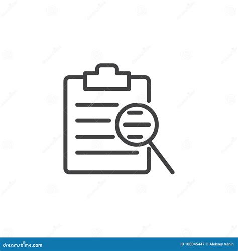 Clipboard Checklist And Magnifying Glass Line Icon Stock Vector