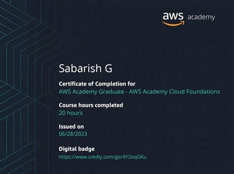 Completed Amazon Cloud Foundation Course Sabarish G Posted On The Topic Linkedin