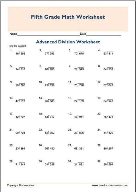 30 Example Math Worksheets For 5th Graders 24 Printable Pdf Template