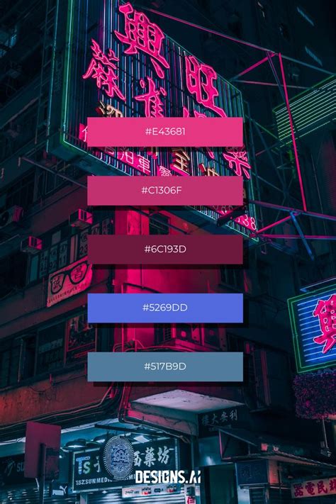 Colorful Pink Blue Neon Signs Night Photography Street Hong Kong