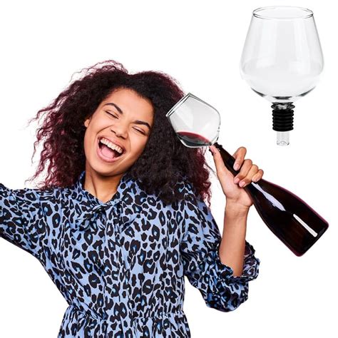 Wine Bottle Wine Glass Attached