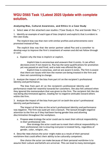 Wgu D565 Task 1latest 2025 Update With Complete Solution D565