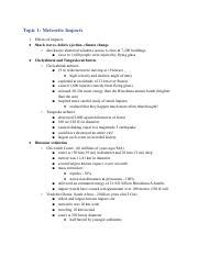 GLG Exam Study Guide Pdf Topic Meteorite Impacts Effects Of Impacts Shock Waves