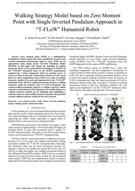 Pdf Walking Strategy Model Based On Zero Moment Point With Single Inverted Pendulum Approach