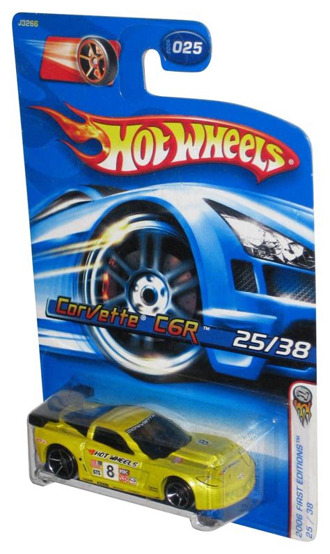 hot wheels 2006 first editions 25 38 corvette c6r mattel yellow toy car