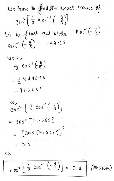 [solved] find the exact value of cos cos 3 1 2 cos [ cos [ 3