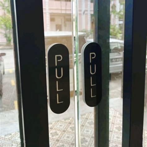 Label Pull Push Sign Waterproof Minimalist Door Wall Signage Sticker