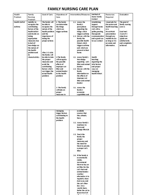 Fncp Form Health Deficit Asthma Pdf Nursing Asthma