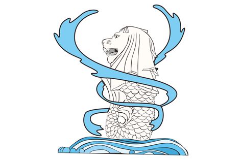 Singapore Merlion Statue With Water Splash 22054327 Png