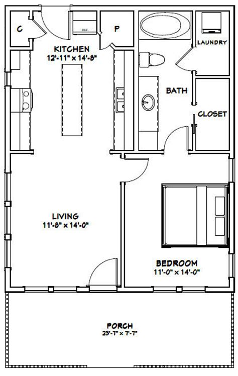 24x30 House 1 Bedroom 1 Bath 768 Sq Ft Pdf Floor Plan