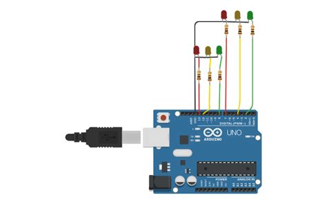 Circuit Design Câu 3 đèn Giao Thông Tinkercad