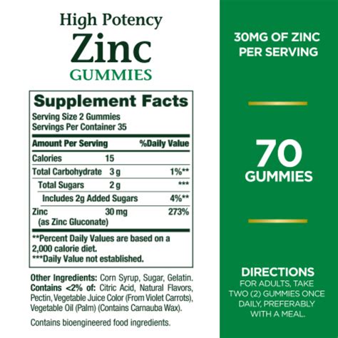 Natures Bounty Zinc Immune Support Gummies 30 Mg Mixed Berry Flavor 70 Ct King Soopers