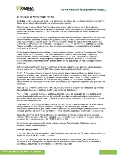 03 Os Princípios Da Administração Pública Pdf Administração Pública