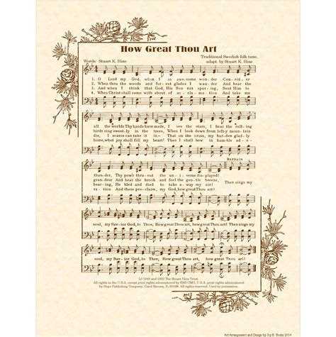 HOW GREAT THOU Art 11x14 Antique Hymn Art Print On Natural