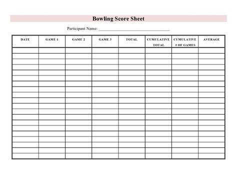 36 Printable Bowling Score Sheet Templates And Examples