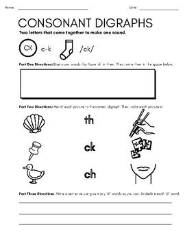 Consonant Digraph Activity Sheets TPT
