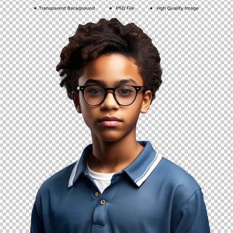Psd Attractive Black Teenage Wearing Optical Glasses Premium Ai