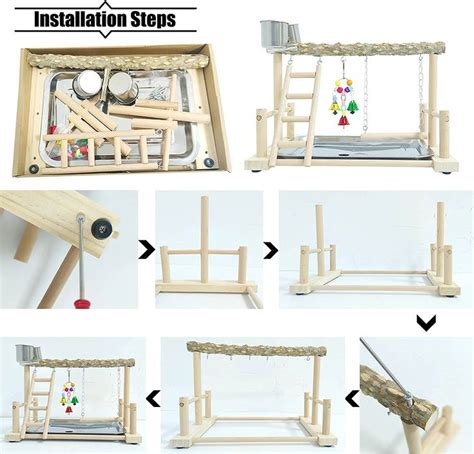 Pinvnby Bird Playground Parrot Playstand Birds Play Stand Wood Exercise