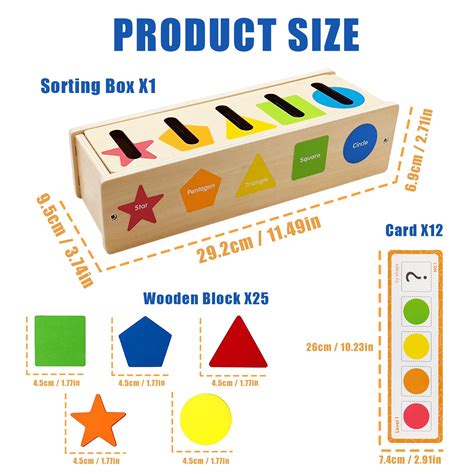 YidaSouko Montessori Toys Wooden Color Shape Sorting Learning Matching